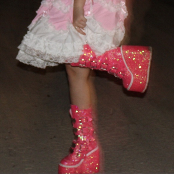 Demonia | Shoes | Pink Demonia Mid Calf Pumps 7inch | Poshmark